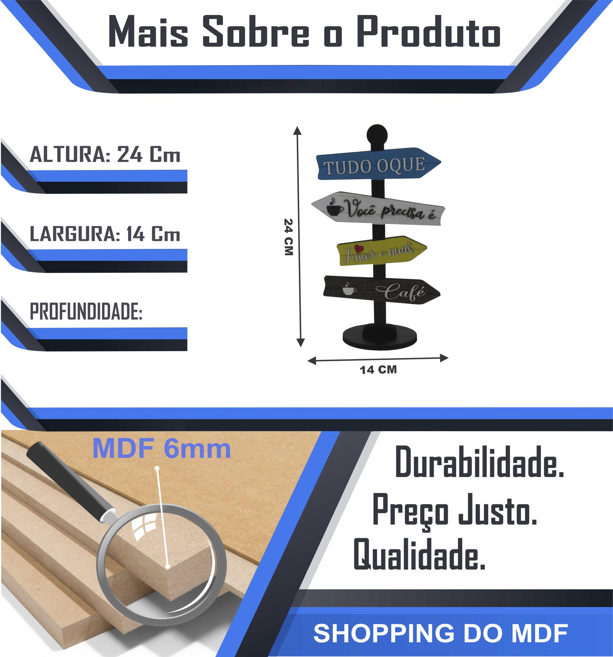 Placa Seta de Mesa Adesivada Tudo que você Precisa Mdf - Atacadão da ...
