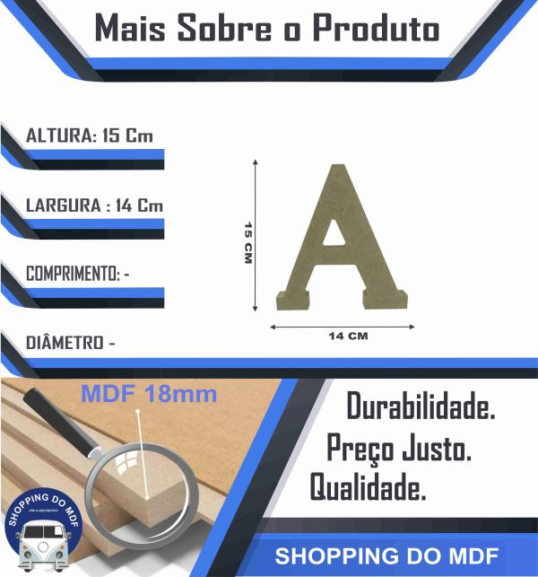 Letra A Individual de Mesa mdf 15 cm - Atacadão da Madeira